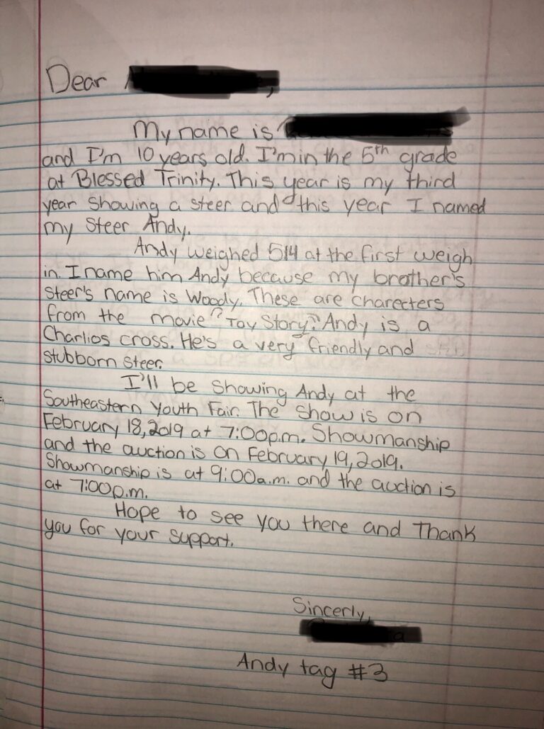 Buyer Letters Southeastern Youth Fair
